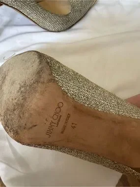 Jimmy Choo | Shoes | Jimmy Choo Gold Glitter Pointedtoe Heels | Poshmark